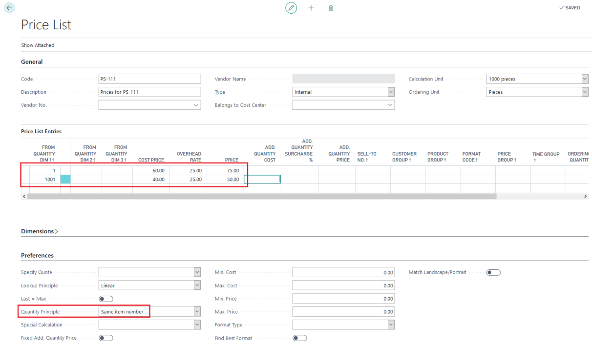 Price List setup - PrintVis Documentation